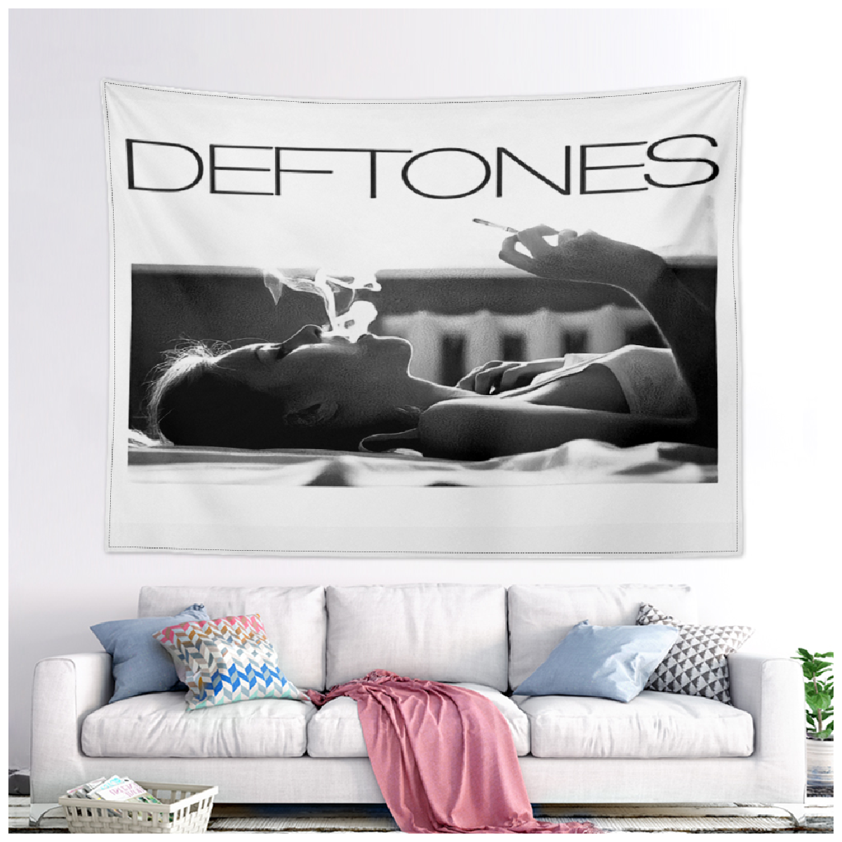 The Deftones Smoking Vintage Wall Hanging Banner - Deftones Merch